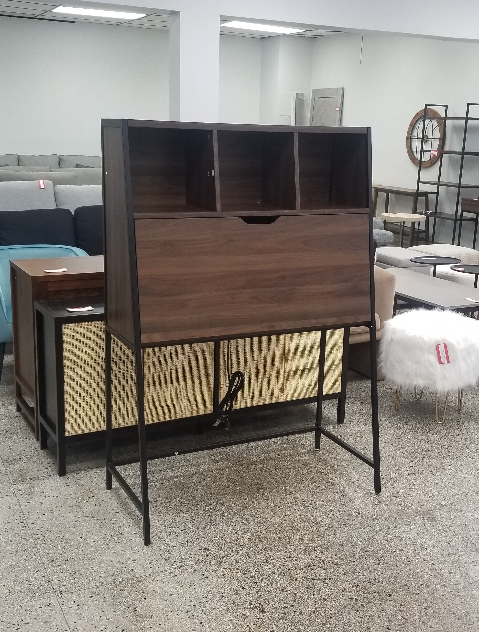 Loring Wood Secretary Desk with Hutch and Charging Station Western Kentucky Wholesale